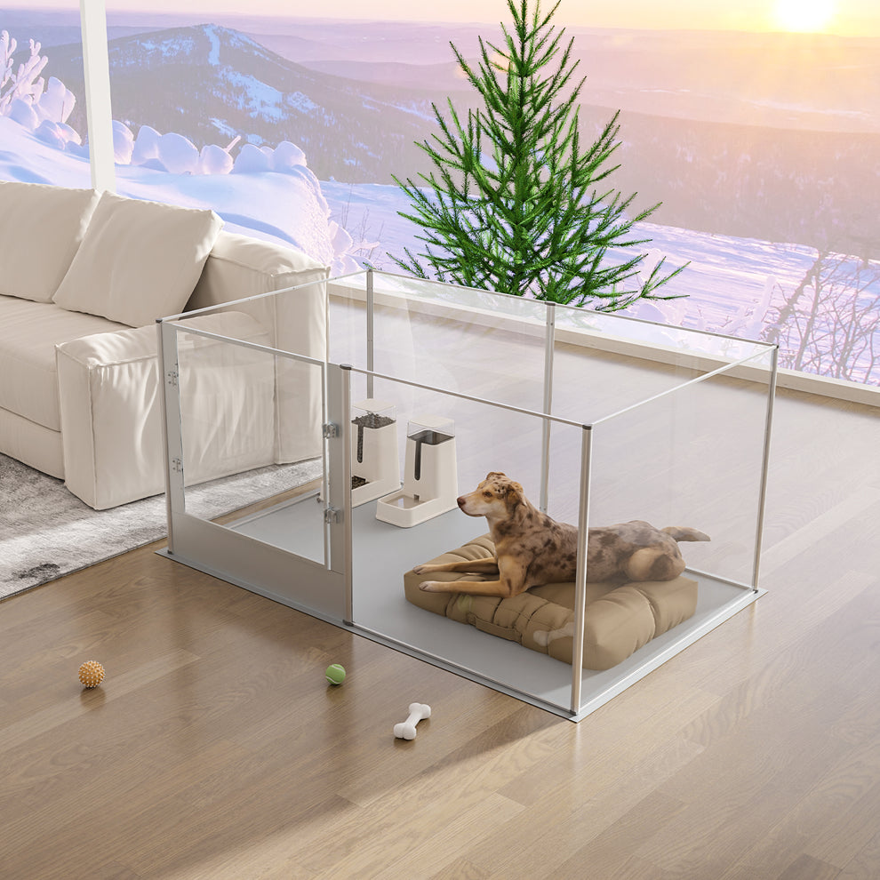 Acrylic Dog Playpen Fence: Indoor Clear Acrylic Pet Whelping Pen Box D ...