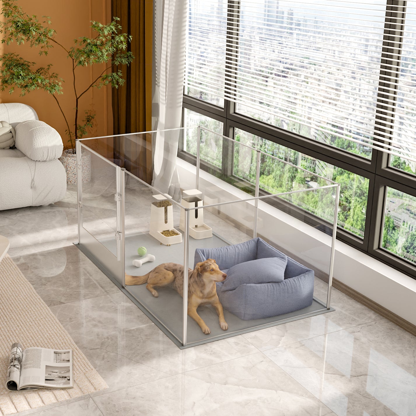 Acrylic Dog Playpen Fence: Indoor Clear Acrylic Pet Whelping Pen Box D ...