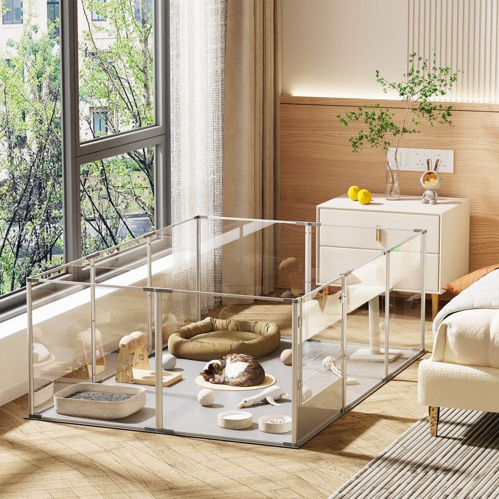 2025 Large Transparent Acrylic Pet Playpen for Living Room, Clear Acry ...