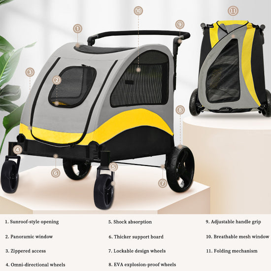 Pet Stroller for Large Dogs Foldable Pet Cat Travel Carriage Stroller ...